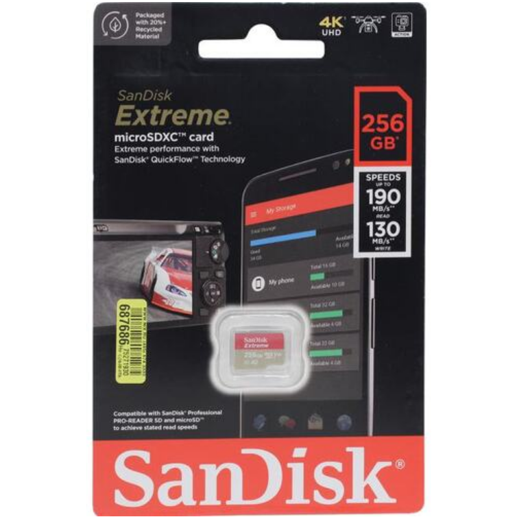 Карта памяти 256Gb MicroSD SanDisk Extreme (SDSQXAV-256G-GN6MN): купить ...