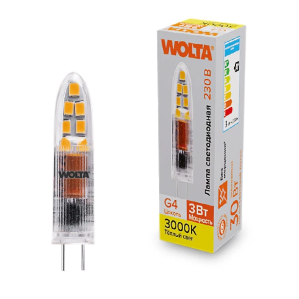 Светодиодная лампочка Wolta WSTD-JC-220V3W3KG4-P (3 Вт, G4): купить в ...